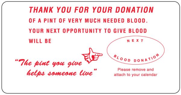 Medical Use Labels - White Donation Thanks Label, 3-7/8" x 2 ...