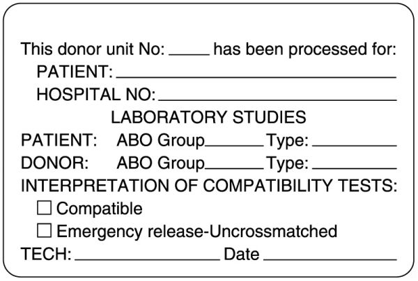 Medical Use Labels - Blood Compatibility Label, 3" x 2" — Grayline Medical