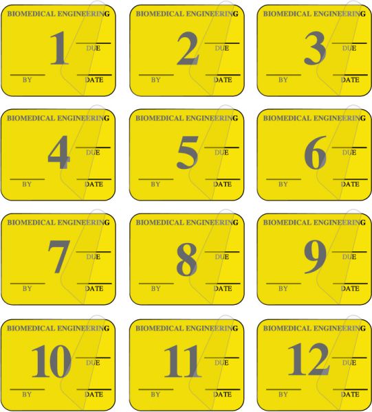 Medical Use Labels - Yellow 12 Mo Biomed Equipment Inspection Kit, 1-1 ...