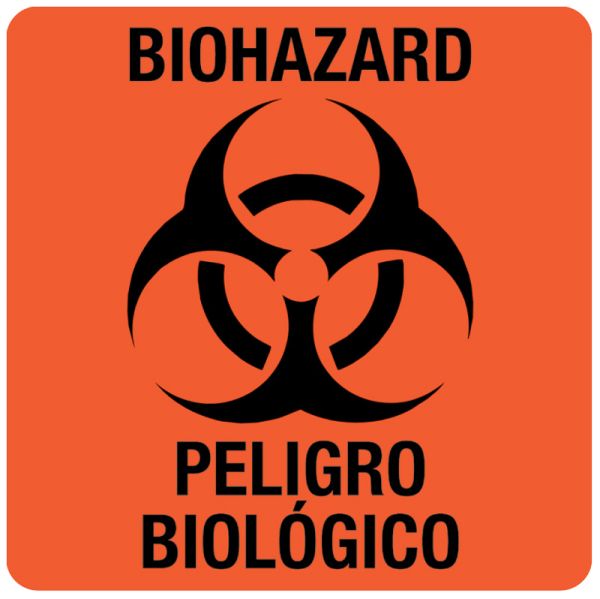 Medical Use Labels - Bilingual Biohazard Warning Label, 3" x 3 ...