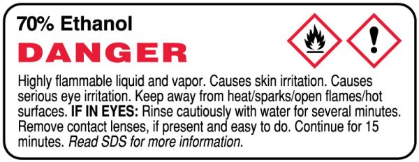 Medical Use Labels - 70% ETHANOL, 3" x 1-1/8" — Grayline Medical