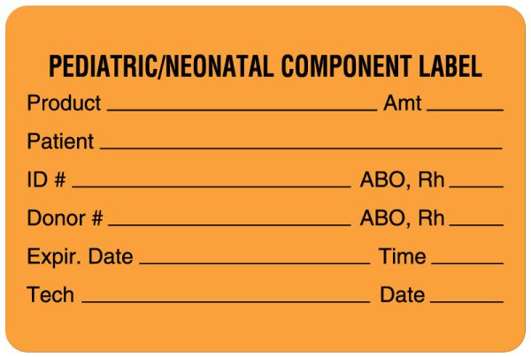 Medical Use Labels - Blood Product and Component Label, 3" x 2 ...