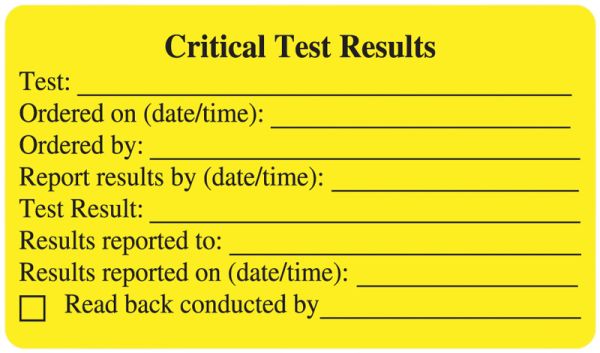 Medical Use Labels - Critical Test Label, 3" x 1-3/4" — Grayline Medical