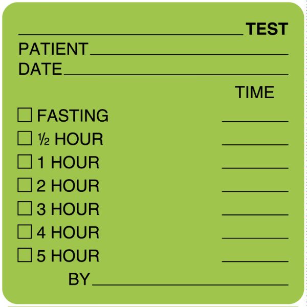 Medical Use Labels - Glucose Tolerance Label, 2-1/2" x 2-1/2 ...