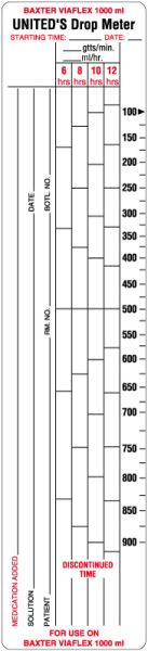 Medical Use Labels - Baxter IV Drop Meter Label, 2" x 9" — Grayline Medical