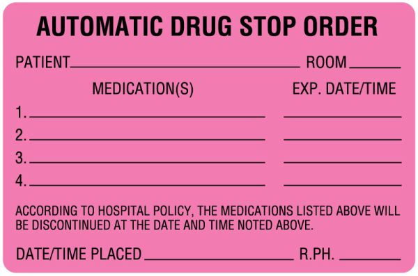 Medical Use Labels - Drug Renewal and Stop Order Label, 4" x 2-5/8 ...