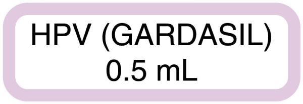 Medical Use Labels - HPV GARDASIL 0.5mL, 1-1/2" x 1/2" — Grayline Medical
