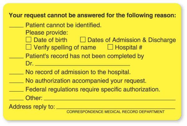 Medical Use Labels - Correspondence Label, 4" x 2-58" — Grayline Medical