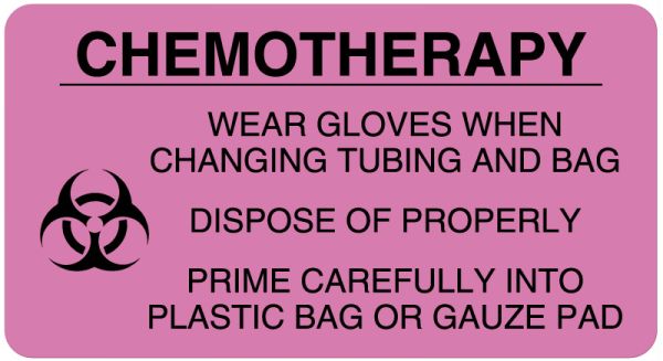 Medical Use Labels - CHEMOTHERAPY -WEAR GLOVES- FL PINK 320/R, 3" x 1 ...