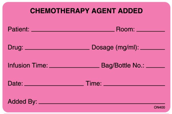 Medical Use Labels - CHEMOTHERAPY ADDED, Medication Label, 4" x 2-5/8 ...