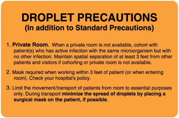 Medical Use Labels - Droplet Precautions Labels, 4" x 2-5/8" — Grayline ...