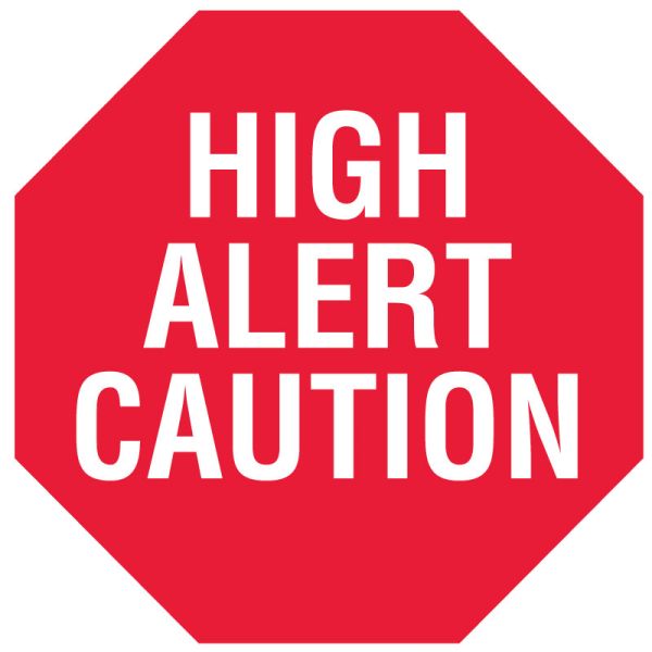 Medical Use Labels - HIGH ALERT CAUTION, Alert Label, 1-1/2" x 1/2 ...