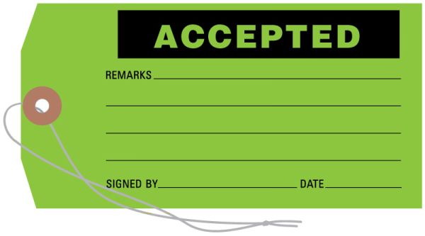 Medical Use Labels - Accepted Tag, 3-1/8" x 6-1/4" — Grayline Medical