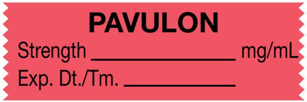 Medical Use Labels - Anesthesia Tape, Pavulon mg/mL, 1-1/2" x 1/2 ...
