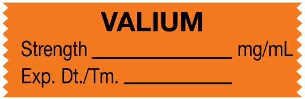 Medical Use Labels - Anesthesia Tape, Valium mg/mL, 1-1/2" x 1/2 ...