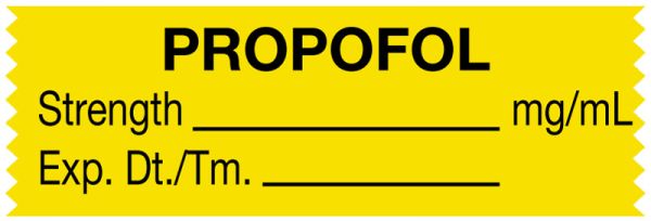 Medical Use Labels - Anesthesia Tape, Propofol mg/mL, 1-1/2" x 1/2 ...