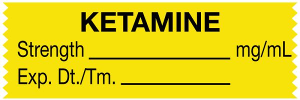 Medical Use Labels - Anesthesia Tape, Ketamine mg/mL, 1-1/2" x 1/2 ...