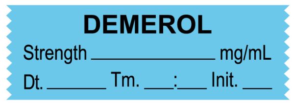 Medical Use Labels - Anesthesia Tape, Demerol mg/mL, Date Time Initial ...