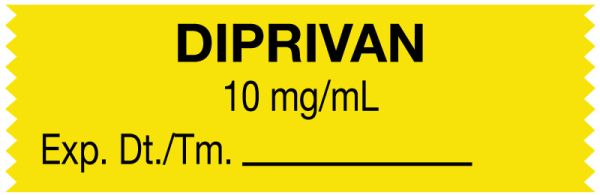Medical Use Labels - Anesthesia Tape, Diprivan 10 mg/mL, 1-1/2" x 1/2 ...