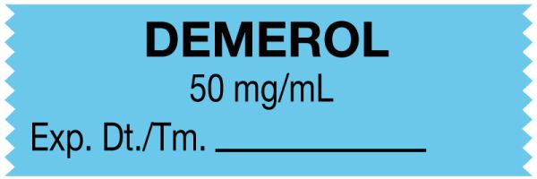 Medical Use Labels - Anesthesia Tape, Demerol 50 mg/mL, 1-1/2" x 1/2 ...