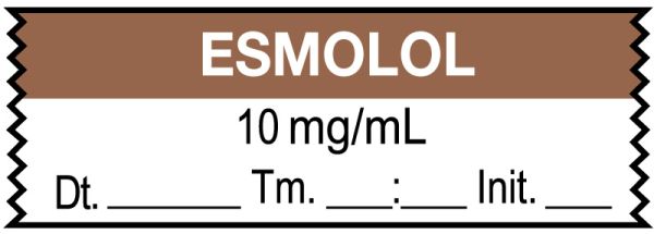 Medical Use Labels - Anesthesia Tape, Esmolol 10 mg/mL,, Date Time Ini ...