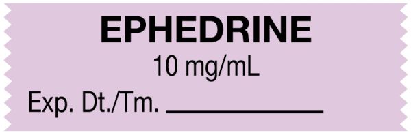 Medical Use Labels - Anesthesia Tape, Ephedrine 10mg/mL, 1-1/2" x 1/2 ...