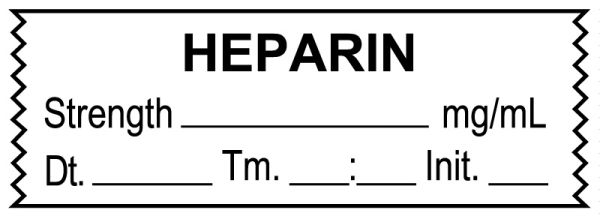 Medical Use Labels - Anesthesia Tape, Heparin mg/mL, Date Time Initial ...