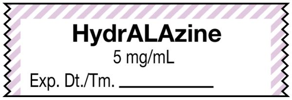 Medical Use Labels - Anesthesia Tape, HydrALAzine 5 mg/mL , 1-1/2" x 1 ...