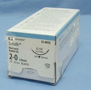 Medtronic USA Black Sofsilk Sutures - Sofsilk Suture, Black, Size 2/0 ...