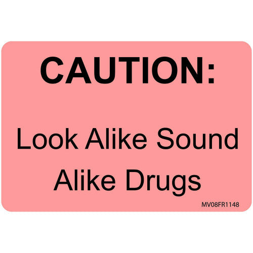 PDC Healthcare Permanent Paper Communication Labels - "Caution: Look A ...