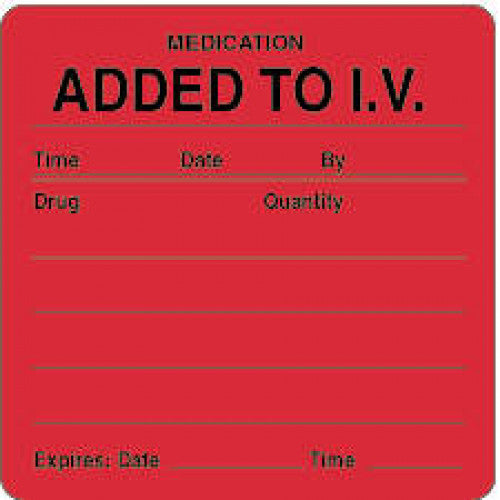 PDC Healthcare Medication Labels - LABEL, MEDICATION ADDED TO IV, 500 ...