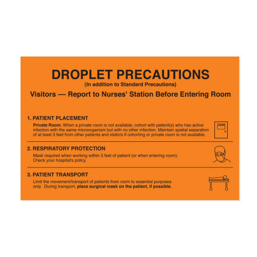 PDC Healthcare Precaution Cards / Labels - " Droplet Precautions" Labe ...