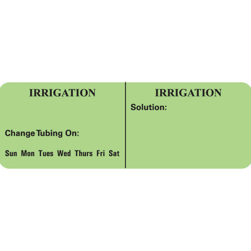 PDC Healthcare Paper Labels - "Irrigation" IV Label, Fluorescent Green ...