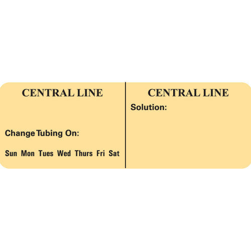 PDC Healthcare Paper Labels - "Central Line" IV Label, Tan, 500 per Ro ...