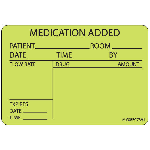 PDC Healthcare Medication Added Labels - "Medication Added" Label, Yel ...