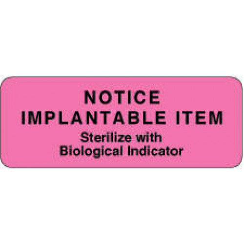PDC Healthcare Label Paper - LABEL, "NOTICE IMPLANTABLE ITEM, 3X1-1/8 ...