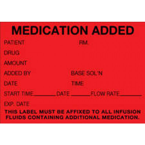 PDC Healthcare Medication Added Labels - "Medication Added" Label, 1-3 ...