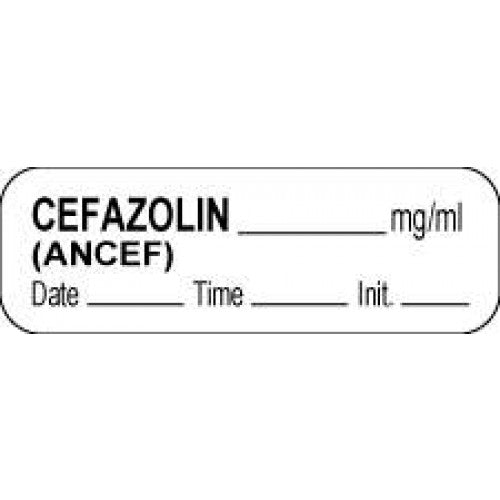 PDC Healthcare Drug Labels - Cefazolin Label, 1-1/2" x 1/2", White, 10 ...
