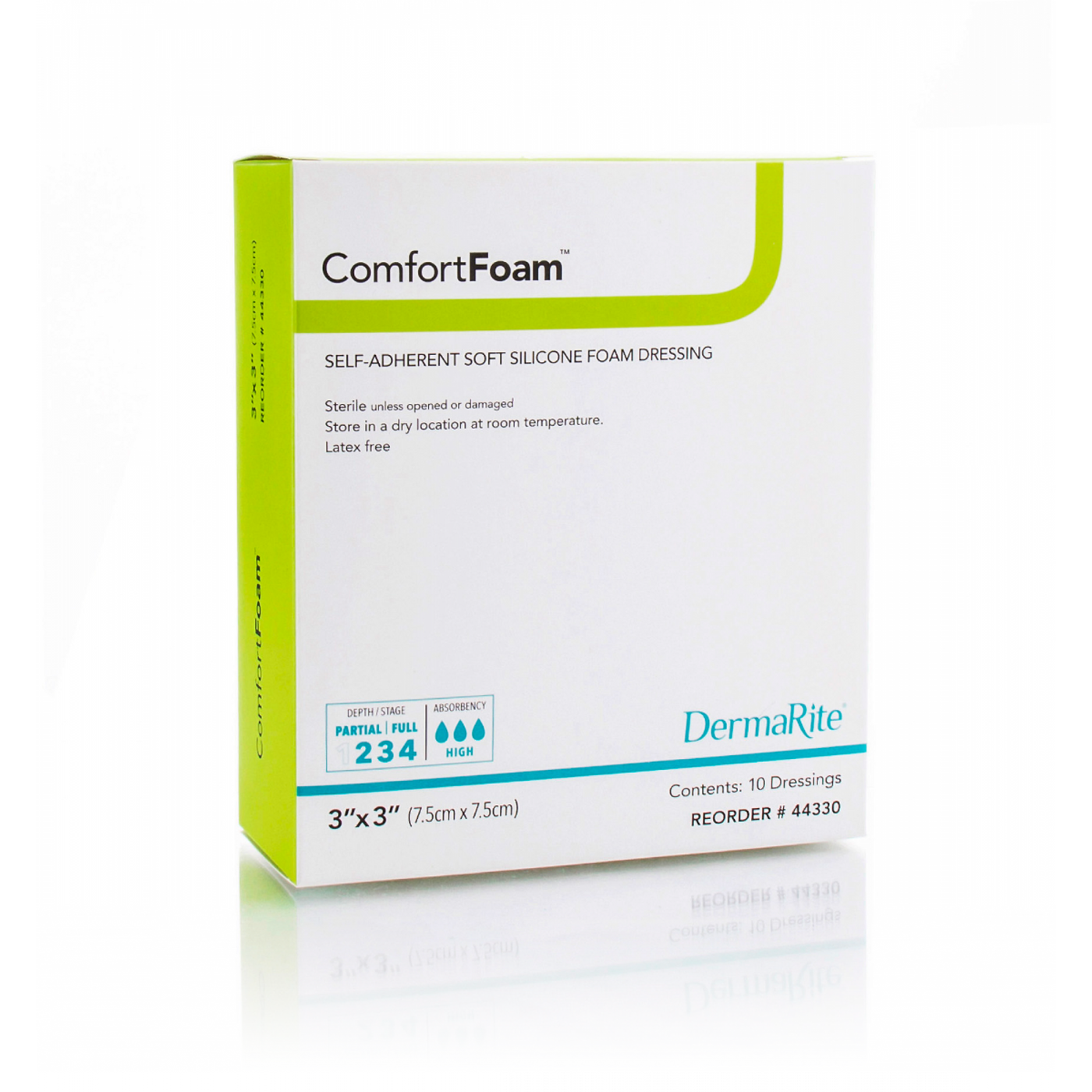 DermaRite ComfortFoam Foam Wound Dressing With Soft Silicone Adhesive ...