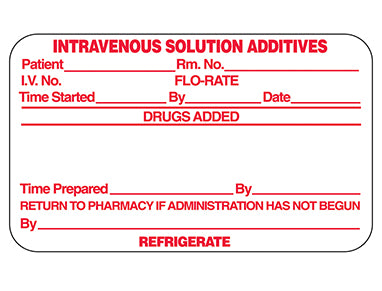 MedValue Intravenous Solution Additives Labels — Grayline Medical
