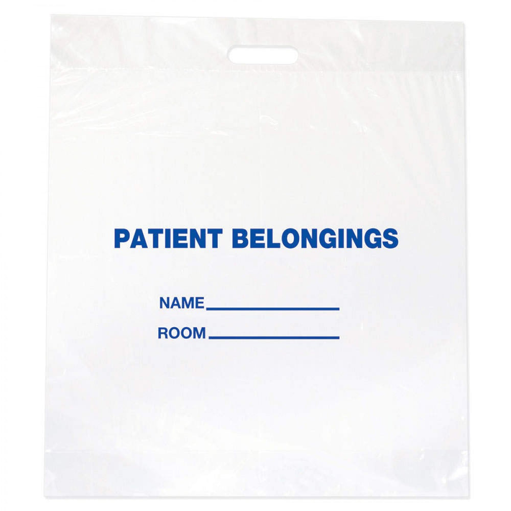 Patient Belongings Bag Punch Out Handle Clear Plastic 20" X 23" X 4 ...