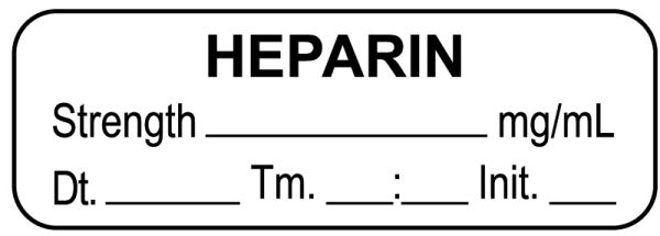 Medical Use Labels - Anesthesia Label, Heparin mg/mL Date Time Initial ...