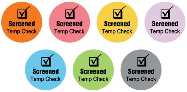 Medical Use Labels - SCREENED TEMP CHECK , 7 Color Kit, 3/4" Dia ...