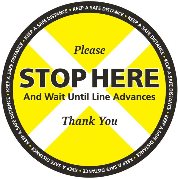 Medical Use Labels - KEEP SAFE DISTANCE Floor Label, 17" Dia — Grayline ...