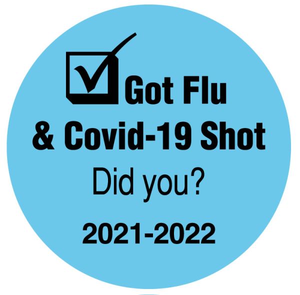 Medical Use Labels - Got Flu & Covid Shot Did you?, Blue, 3/4" Dia ...
