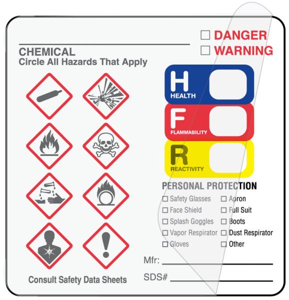 Medical Use Labels - GHS Hazard Label, Self-Laminating 2-1/2" x 2-1/2 ...